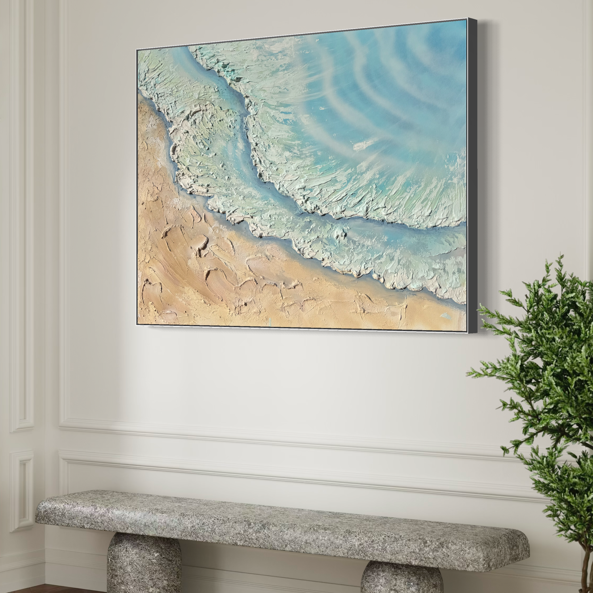 Whitsundays Whitewash - White Textured Ocean Art 90x120cm | Antuanelle ...