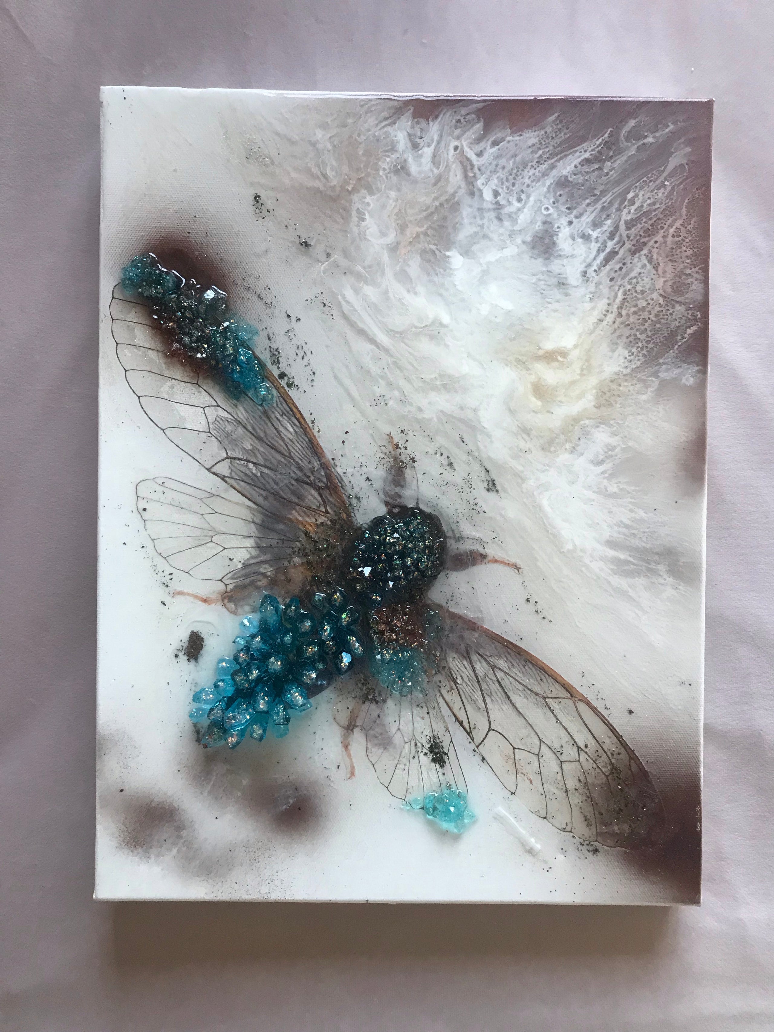 Cicada in Crystals. Blue Opal. Original Artwork 30x40cm – Texture ...