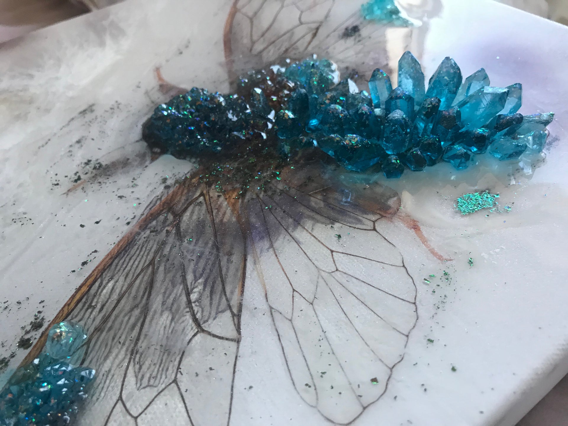 Cicada in Crystals. Blue Opal. Original Artwork 30x40cm – Texture ...